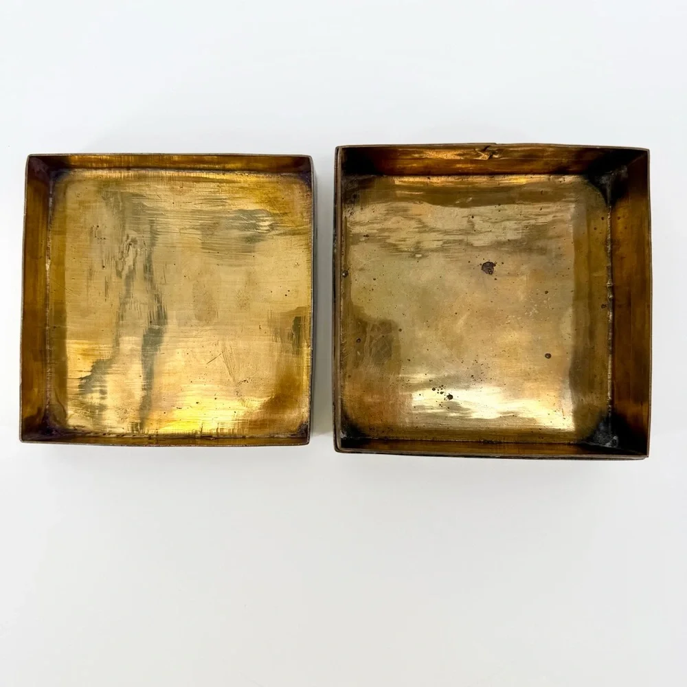 Unbranded | Art | Vintage 4 Square Solid Brass Trinket Box Mixed Metal ...